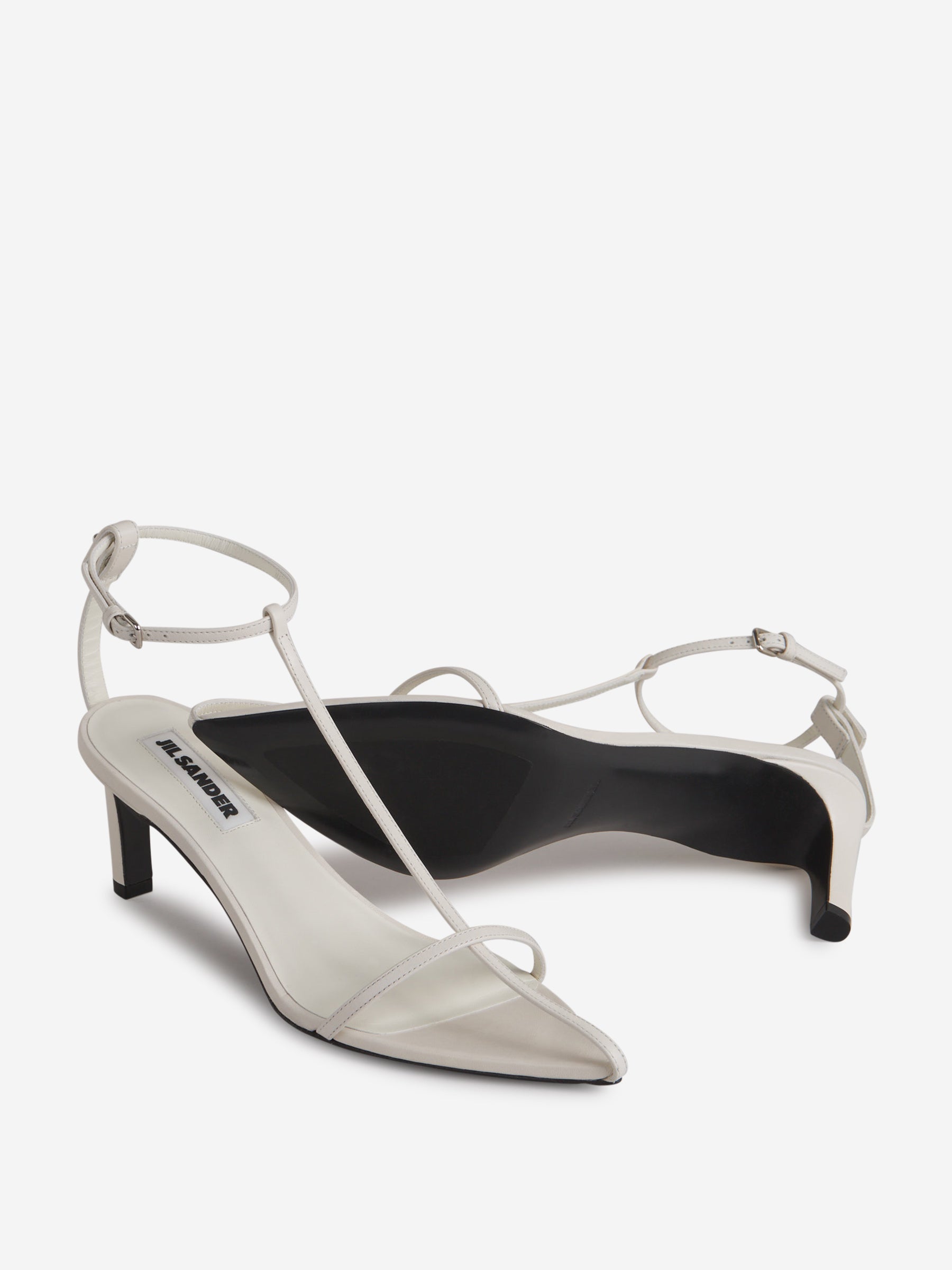 Jil Sander – Sandalias Tacón Tiras Piel